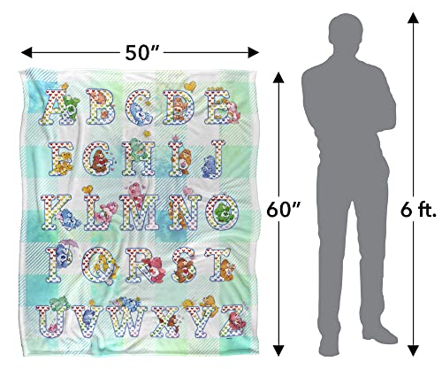 Care Bears Blanket, 50" x 60" Checkered Alphabet Silky Touch Super Soft Throw Blanket