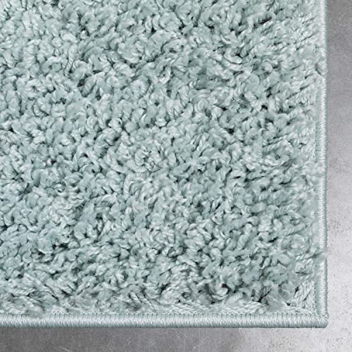 Well Woven Elle Basics | Emerson Shag Seafoam Green | Textured Area Rug 6x9 (6'7" x 9'6")