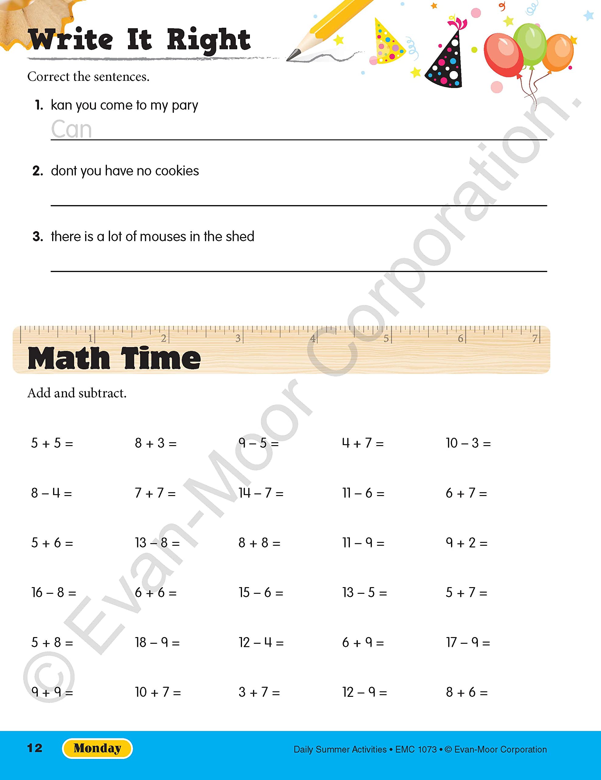 Evan-Moor Daily Summer Activities, Grade 2-3
