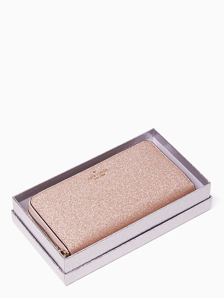 Kate Spade New York Shimmy Glitter Boxed Large Continental Wallet (Rose Gold)