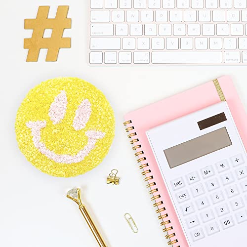 Coasters for Drinks, Handmade Preppy Tufted Pink Pastel Smily Face Rug Cute Aesthetic Home Room Decor Coffee Table Gift 4Pcs