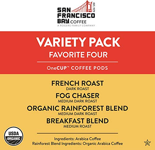 San Francisco Bay Compostable Coffee Pods - Original Variety Pack (80 Ct) K Cup Compatible including Keurig 2.0, French, Breakfast, Fog, Organic Rainforest