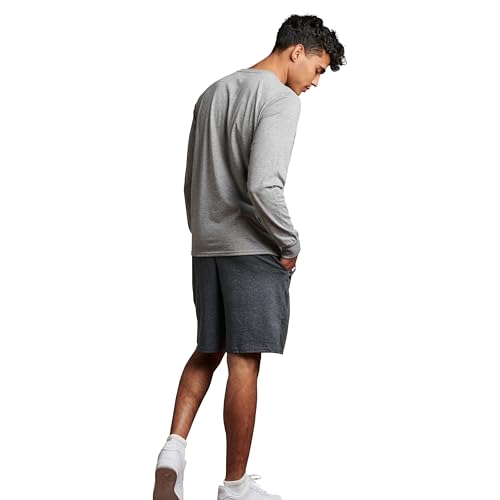 Russell Athletic Mens Cotton & Jogger with Pockets Athletic Shorts, Basic Cotton - Black Heather, Large US