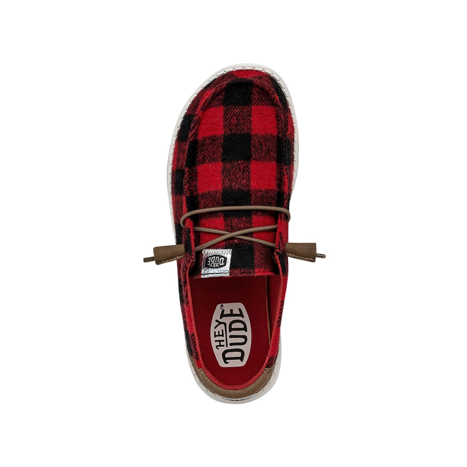 Hey Dude Wendy Buffalo Plaid Red/Black Size 5 | Women’s Shoes | Women’s Slip-on Loafers | Comfortable & Light-Weight