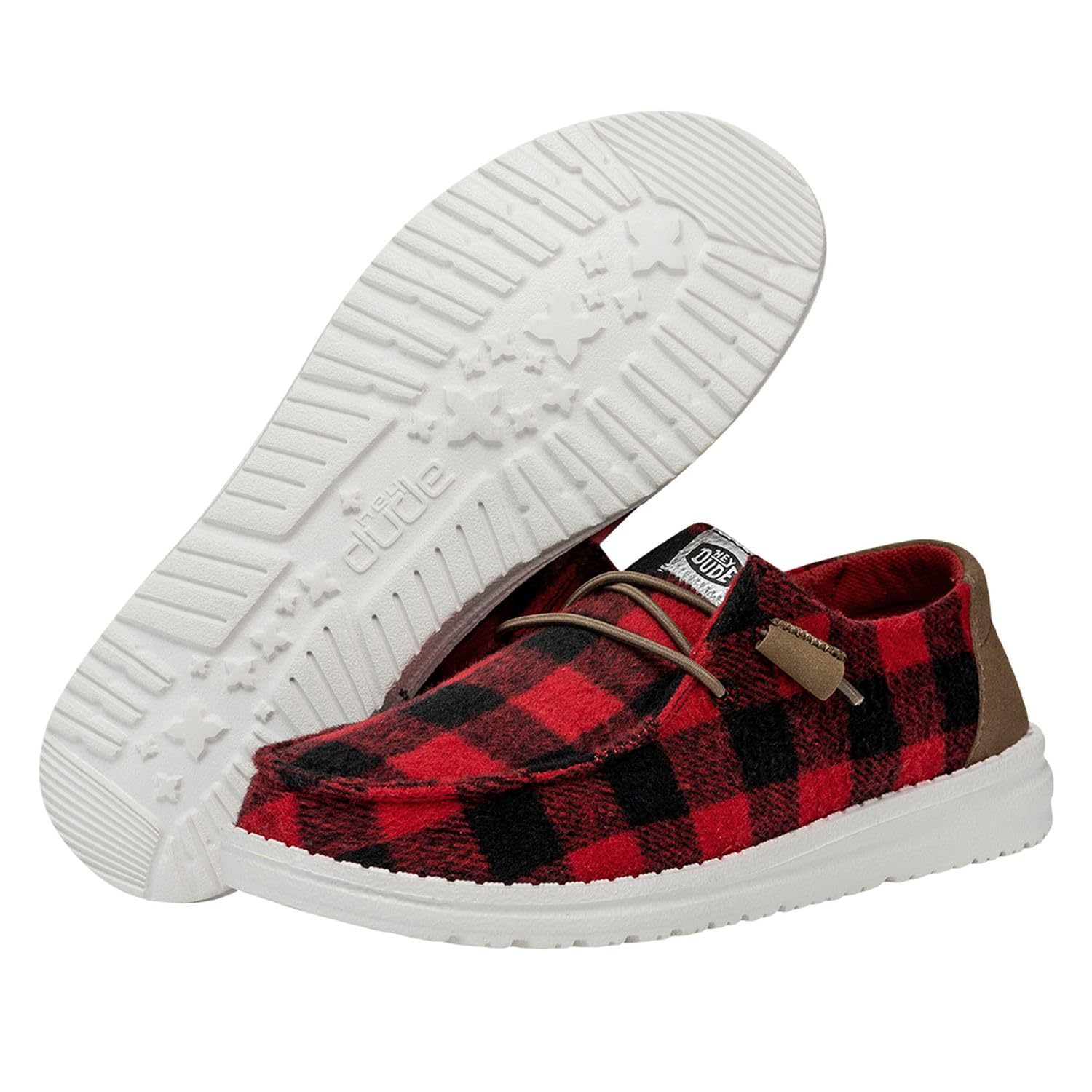 Hey Dude Wendy Buffalo Plaid Red/Black Size 5 | Women’s Shoes | Women’s Slip-on Loafers | Comfortable & Light-Weight