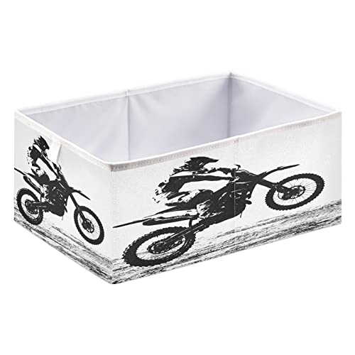 Kigai Motocross Rider Storage Basket Cube Box Foldable Canvas Storage Basket for Clothes Storage,Toy Box,Home Storage
