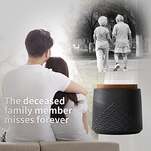 Black Small urn Ashes Keepsake - Decorative Ceramic Small urn for Human Ashes, Adult Memorial Tiny urn Funeral Cremation Urn-Qnty 1…