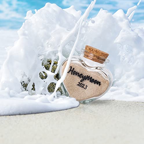 TUNGURIS Honeymoon Sand Keepsake Jar 2023,Bridal Shower Gift, Wedding Gift, Engagement Gift, Honeymoon Gift, Travel Gift for Couples, Newlywed, Fiance(Gift Box Includes) - 40ml Glass