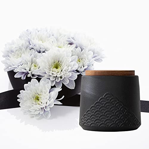 Black Small urn Ashes Keepsake - Decorative Ceramic Small urn for Human Ashes, Adult Memorial Tiny urn Funeral Cremation Urn-Qnty 1…