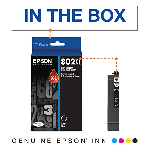 EPSON T802 DURABrite Ultra -Ink High Capacity Black -Cartridge (T802XL120-S) for select Epson WorkForce Pro Printers