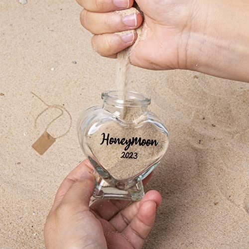 TUNGURIS Honeymoon Sand Keepsake Jar 2023,Bridal Shower Gift, Wedding Gift, Engagement Gift, Honeymoon Gift, Travel Gift for Couples, Newlywed, Fiance(Gift Box Includes) - 40ml Glass