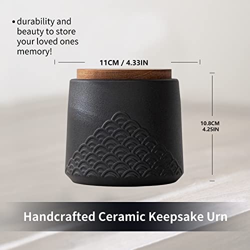 Black Small urn Ashes Keepsake - Decorative Ceramic Small urn for Human Ashes, Adult Memorial Tiny urn Funeral Cremation Urn-Qnty 1…