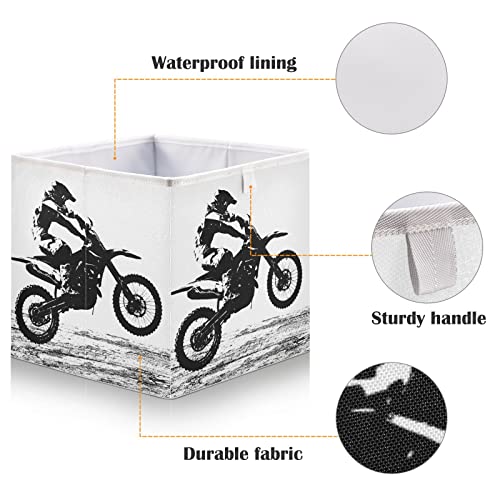 Kigai Motocross Rider Storage Basket Cube Box Foldable Canvas Storage Basket for Clothes Storage,Toy Box,Home Storage