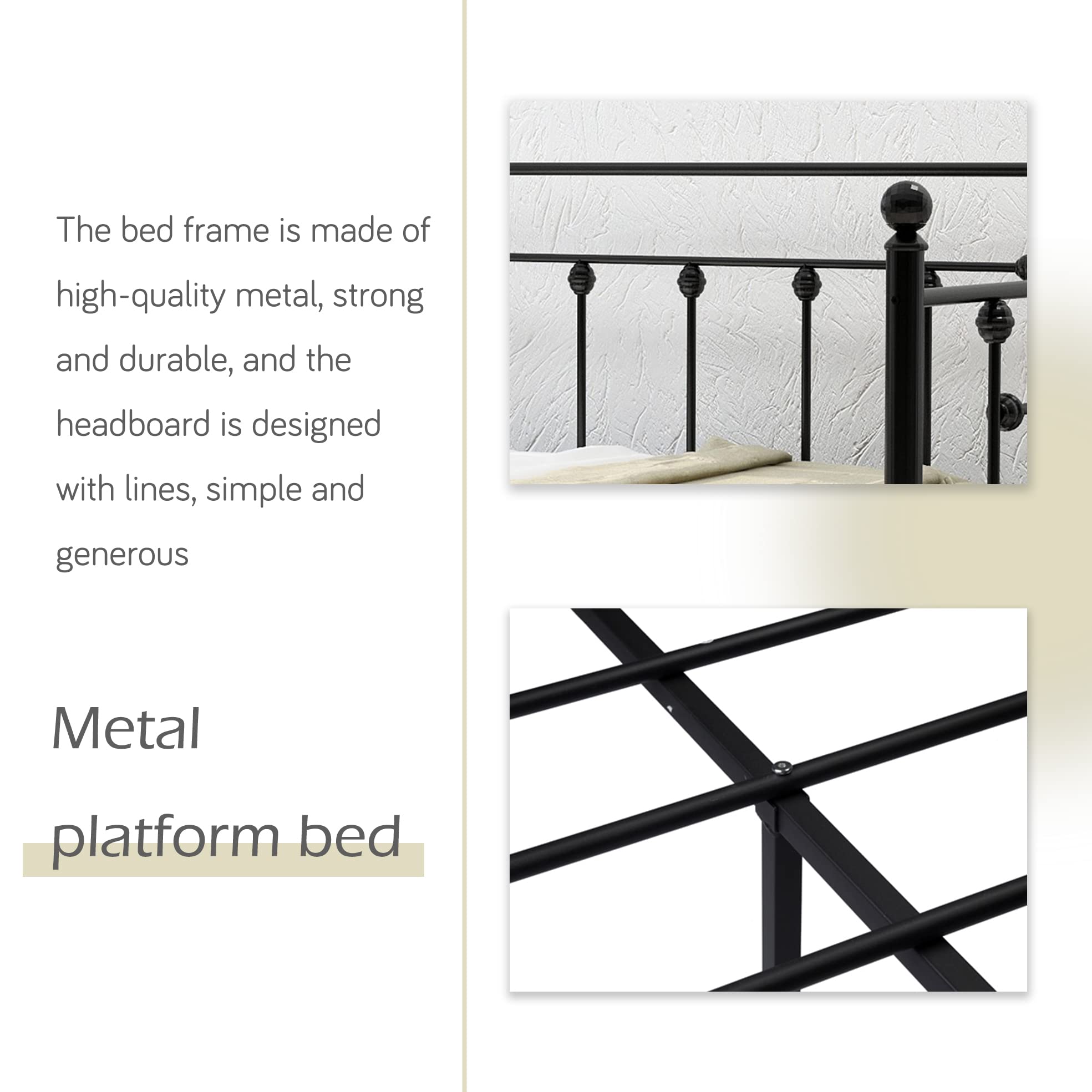 alazyhome Twin Size Metal Daybed Guest Bed Frame for Living Room Bedroom Steel Slat Support No Box Spring Needed Space Saving Black