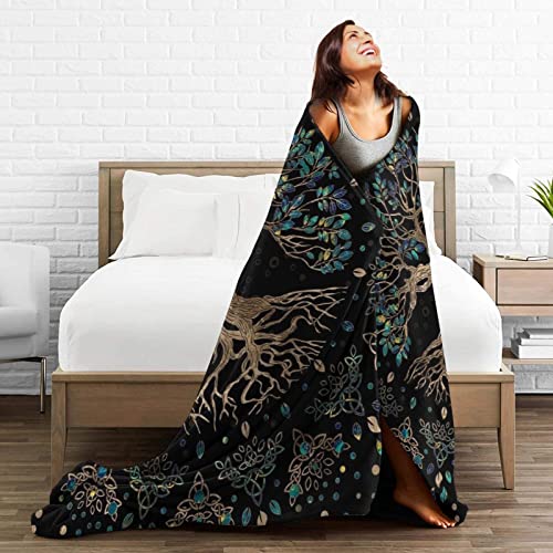 FEILUOKE Viking Tree of Life Blanket Super Soft and Comfortable Warm Flannel Throw Blanket Sofa Bedroom Bed Blanket Adult Children 80x60 Inches