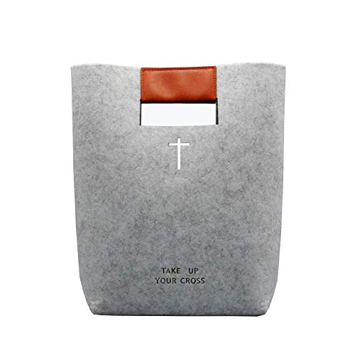 Bible Bag, Felt Bible Tote, Bible Carrying Case, Church Bag, Carved Cross Bible Cover for Women & Men Bible Study Case, Christmas Gift