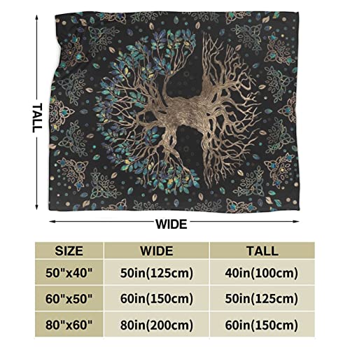 FEILUOKE Viking Tree of Life Blanket Super Soft and Comfortable Warm Flannel Throw Blanket Sofa Bedroom Bed Blanket Adult Children 80x60 Inches