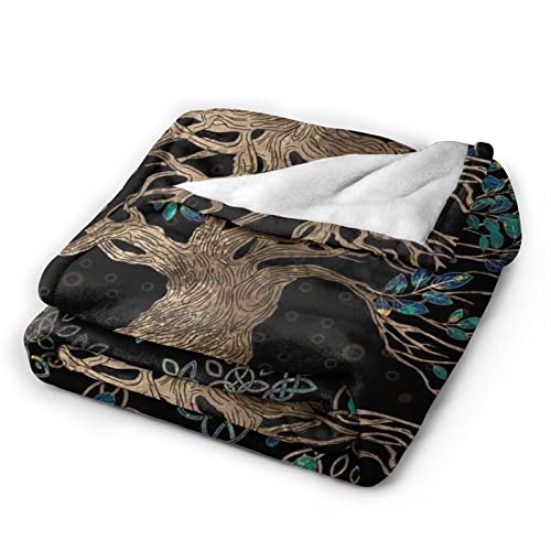 FEILUOKE Viking Tree of Life Blanket Super Soft and Comfortable Warm Flannel Throw Blanket Sofa Bedroom Bed Blanket Adult Children 80x60 Inches