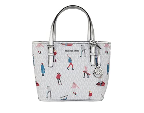 Michael Kors XS Carry All Jet Set Travel Womens Tote (Bright White Multi)