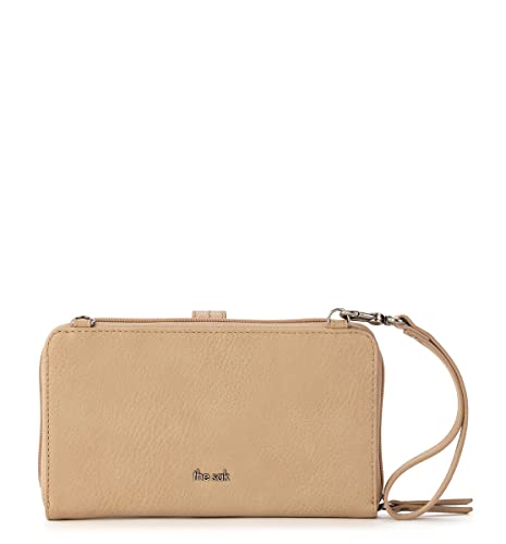 The Sak Iris Large Smartphone Crossbody Bag in Hand-Crochet & Faux Leather, Detachable Wristlet Strap, Mendocino Stripe