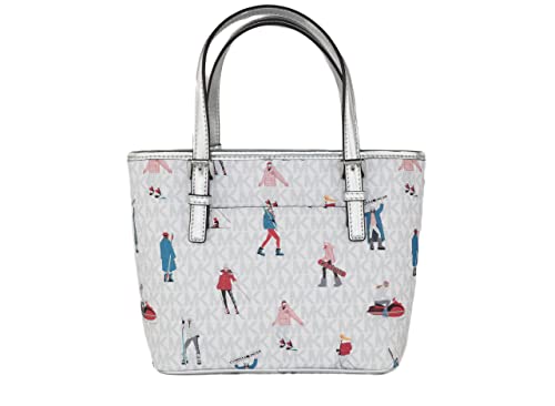 Michael Kors XS Carry All Jet Set Travel Womens Tote (Bright White Multi)