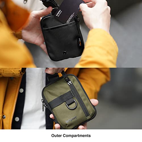 bitplay Essential Pouch, Army Green - Lightweight CORDURA Crossbody Bag/Travel Neck Pouch