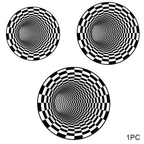 3D Visual Illusion Area Rug, 3D Carpet Bottomless Hole Optical Illusion Area Rug Printed Carpet, Black White Geometric Floor Rugs Mat, for Living Home Bedroom Dining Room Decor(Size:100x100cm)
