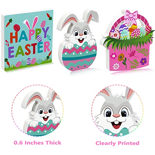 5 PCS Easter Gnome Tiered Tray Decor (Tray Not Included) - Gnomes Plush, Happy Easter Egg Mini Wood Sign, Wooden Bunny Bead Garland - Spring Easter Gift, Easter Day Party Decor for Home Kitchen
