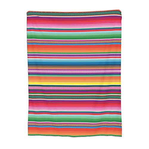 Mexican Blanket Serape Stripe Pattern Colorful Full Fleece Throw Cloak Wearable Blanket Flannel Fluffy Comforter Quilt Nursery Bedroom Bedding King Size Plush Soft Cozy Air Conditioner Blanket