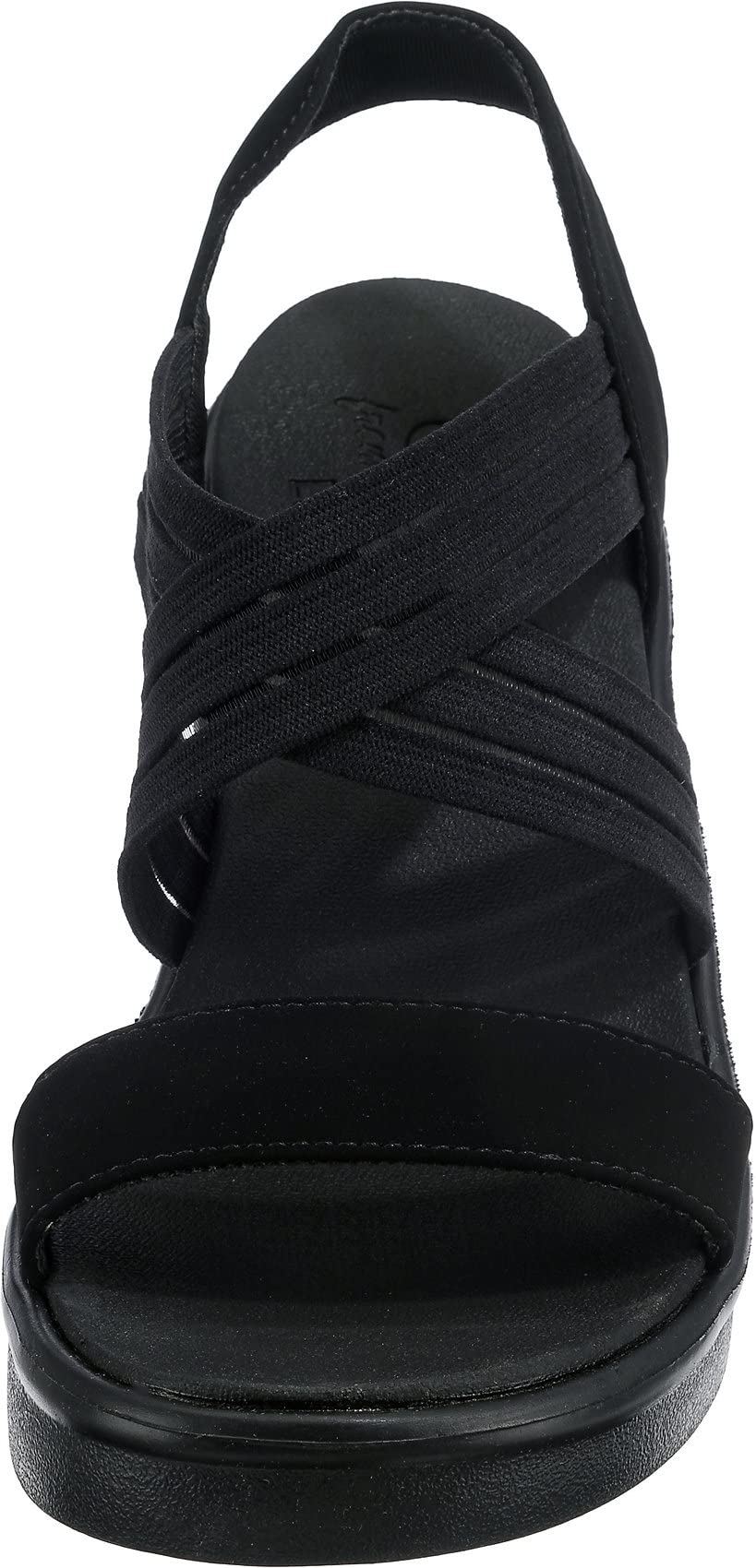 Skechers Women's Wedge Sandal, Black/Black, 8