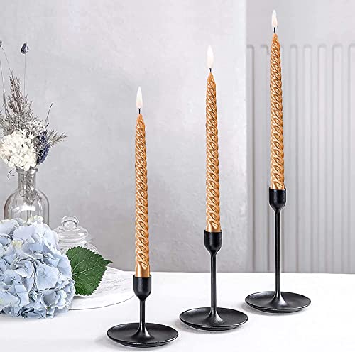 Kandelo Tall Metallic Spiral Candle - 10Inch Metallic, Dripless, Unscented Dinner Candle - Paraffin Wax with Cotton Wicks -Individually Wrapped Long CandleUnscented Dinner Candle (4 Spiral Golden)