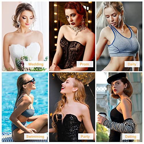 AMFLOWER Adhesive Bra Invisible Self Adhesive Strapless Bra Silicone Push Up with Nipple Covers Reusable for Backless Dress Nude, 30-38C