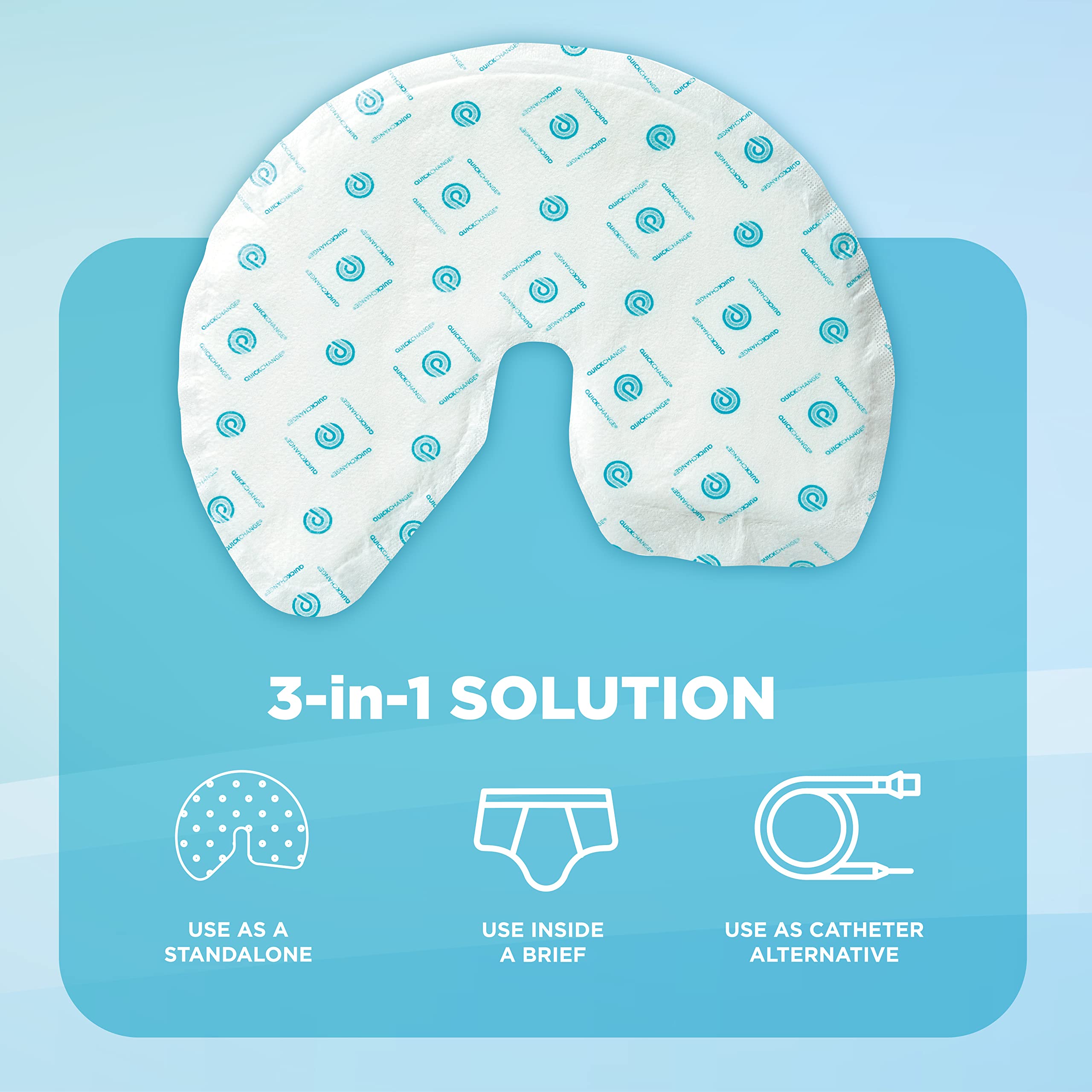 QuickChange Men's Incontinence Wrap, Maximum Absorbency Catheter Alternative for Males with Reduced Mobility | 17 Ounce Capacity, Adjustable Size, 50-Count