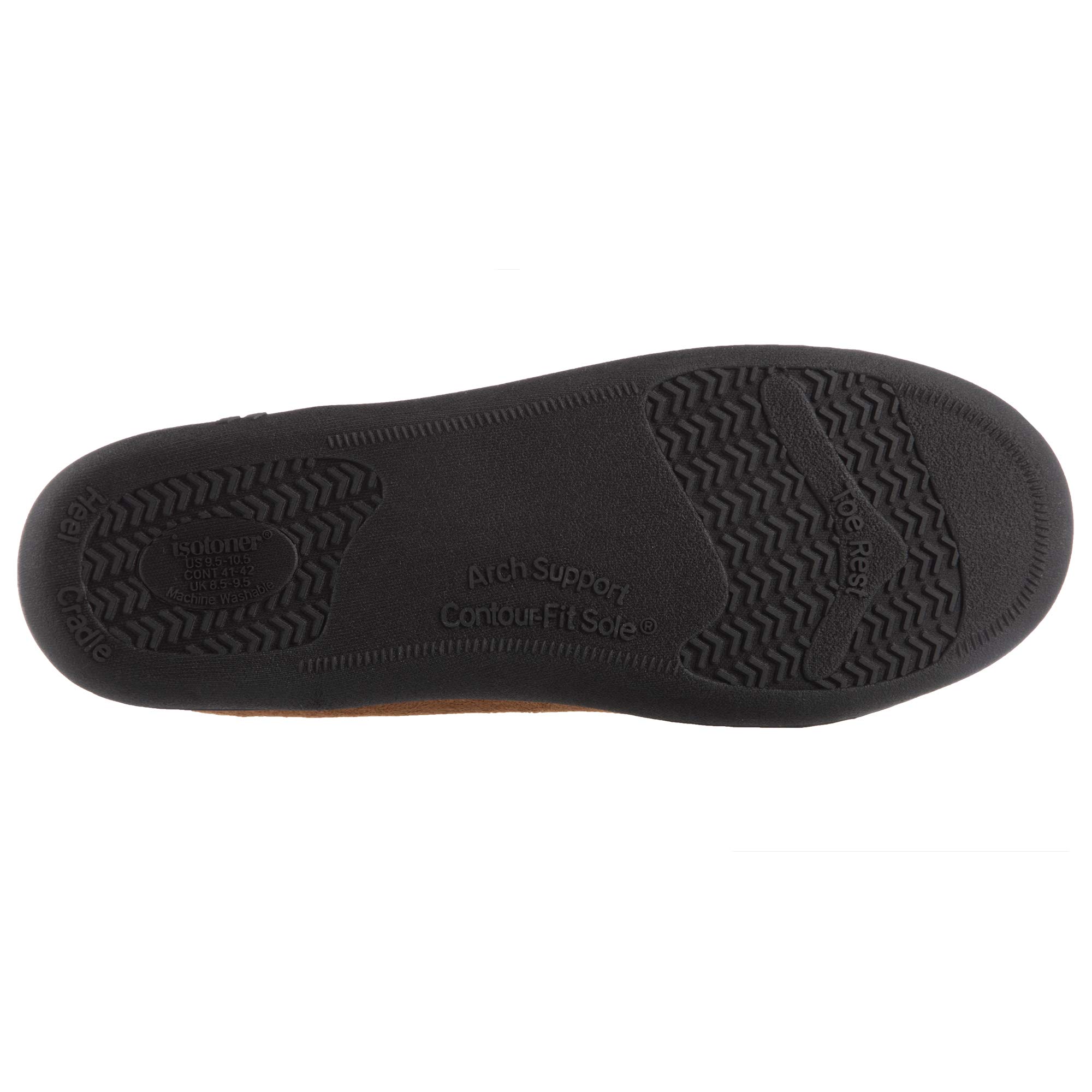 Isotoner Mens Microsuede Slipper With Cooling Memory Foam For Indoor/Outdoor Comfort Moccasin, Brown, 11-12 US