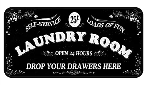 Laundry Room Long Rug Area Rug Non-Slip Floor Mat Waterproof Farmhouse Carpet for Kitchen 40" x 20"(Black-1)