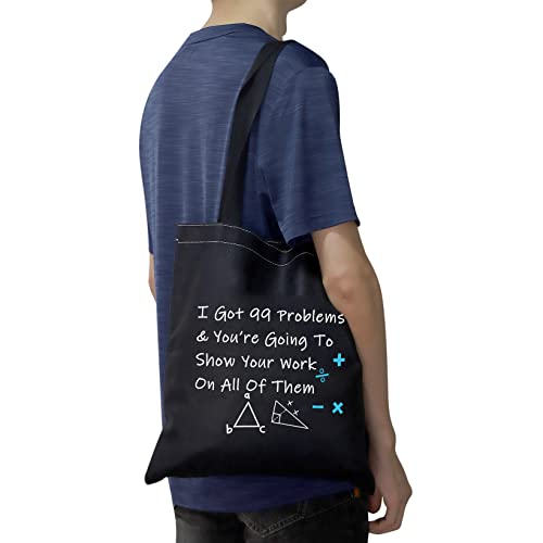 JYTAPP Math Teacher Gift Canvas Teacher Bag Math Science Geeky Gift Math Teacher Tote Bag Funny Gift