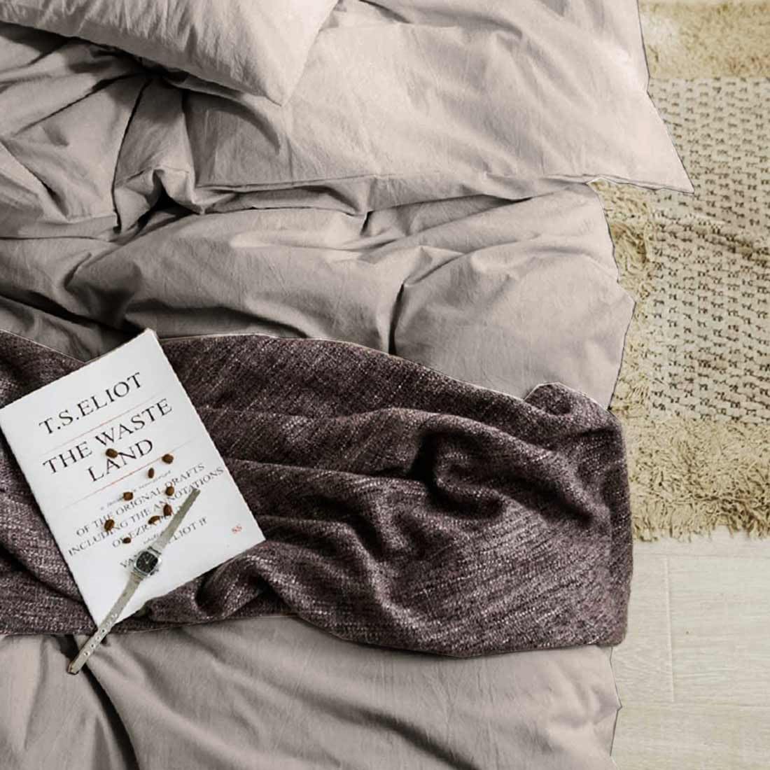 ETDIFFE Tan Queen Size Comforter, 3pc Soft Farmhouse Taupe Bedding Set & Collection, Lightweight All Season Microfiber Down Alternative Bed Comforter with 2 Pillow Shams for Women Men