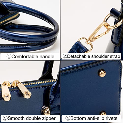XingChen Shiny Patent Leather Handbags and Purses for Women Shell Shoulder Bag Top Handle Totes Evening Party Satchel Green