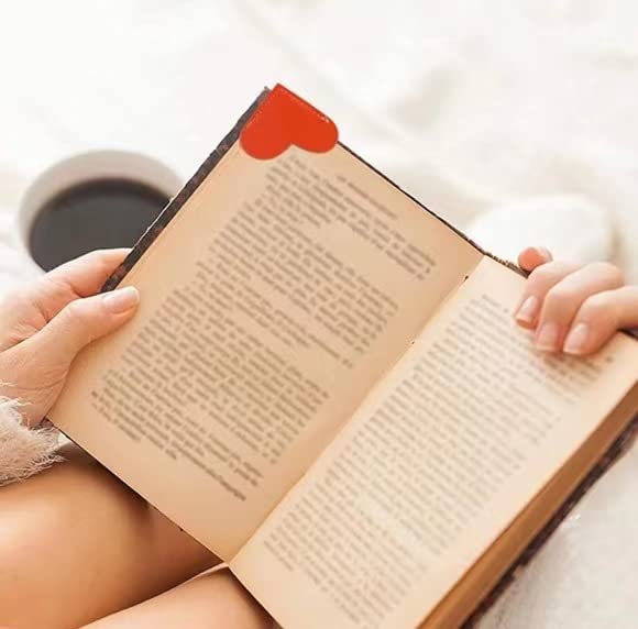 Leather Heart Bookmark,6 Pcs Corner Bookmark, Cute Book Markers, is A Suitable Birthday Christmas Graduation Gift for Girls, Children, Teachers, Students and Book Lovers