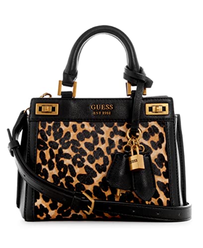 GUESS Womens Katey Satchel Crossbody Mini, Leopard, One Size US