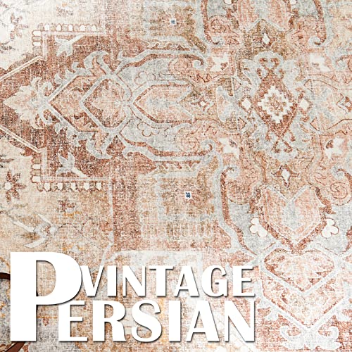 COLLACT Runner Rug 2x6 Area Rug Hallway Persian Rug Vintage Distressed Rug Indoor Mat Foldable Thin Rug Taupe Retro Carpet Non Slip Accent Rug Kitchen Living Room Bedroom Dining Room