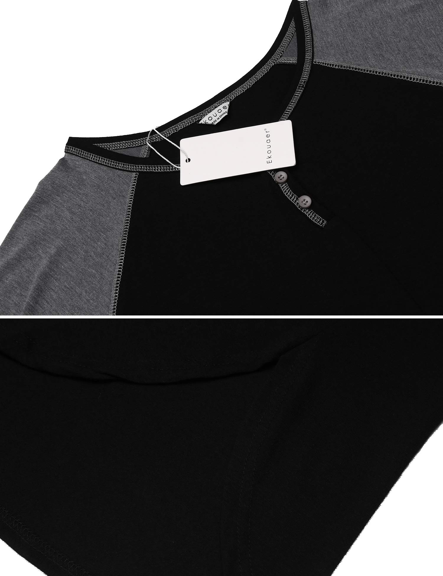 Ekouaer Plus Size Nightshirts Men's Short Sleeve Nightwear Long Lightweight Kaftan Sleep Tops (Black,XXL)