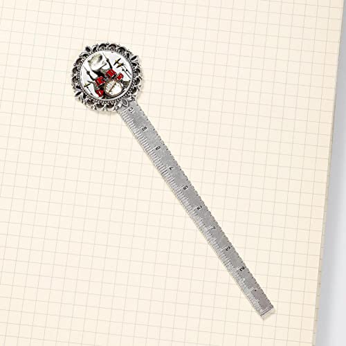 Retro Bookmark with Ruler, Book Markers for Student Kids Teacher Book Lovers, Office School Reading Accessories Gifts, Rock Dinos Beating Drum