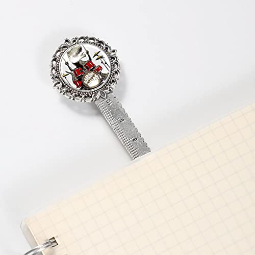 Retro Bookmark with Ruler, Book Markers for Student Kids Teacher Book Lovers, Office School Reading Accessories Gifts, Rock Dinos Beating Drum