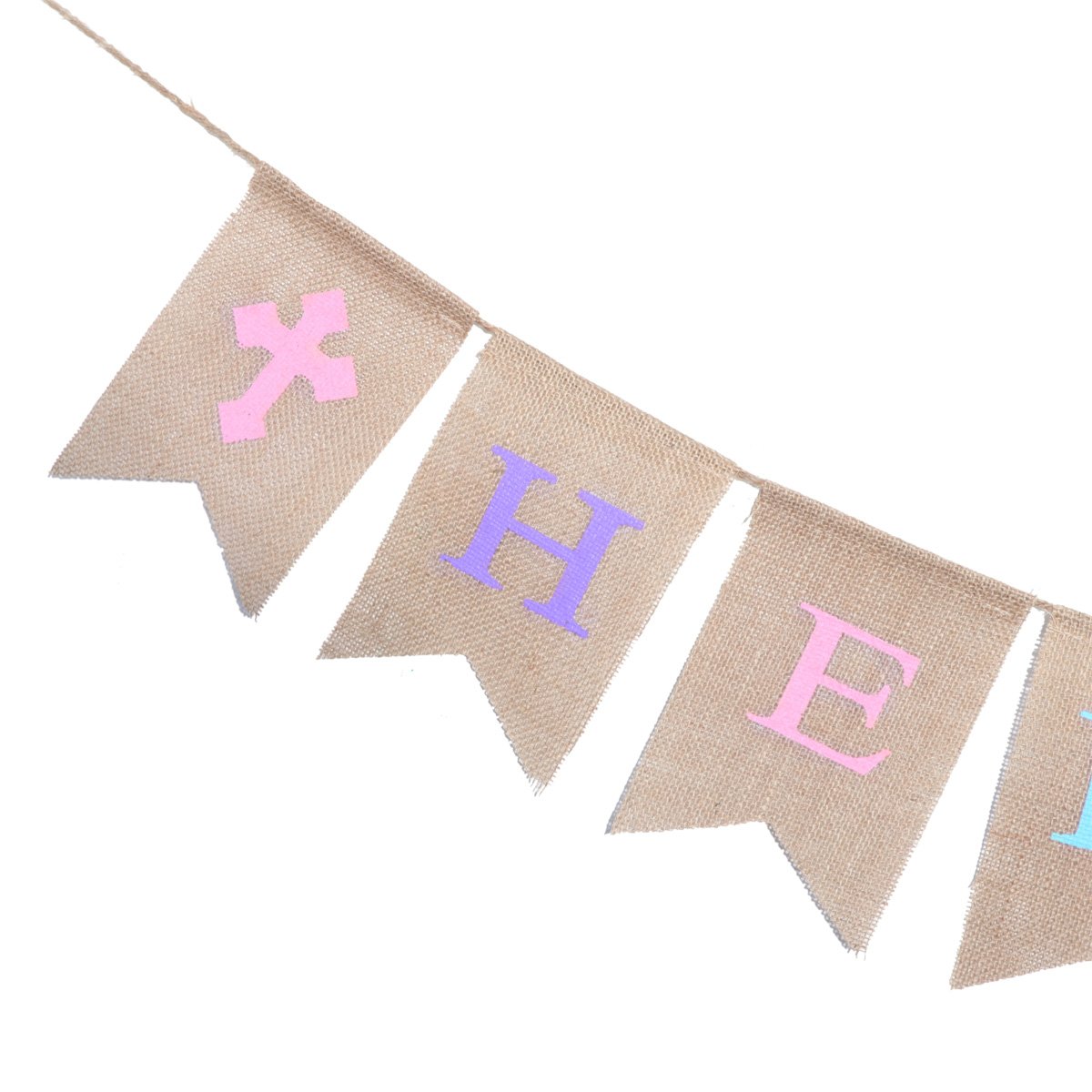 LUOEM Easter Banners Happy Easter Decorations HE IS RISEN Burlap Jute Bunting Banners Garland Easter Party Decors Favors