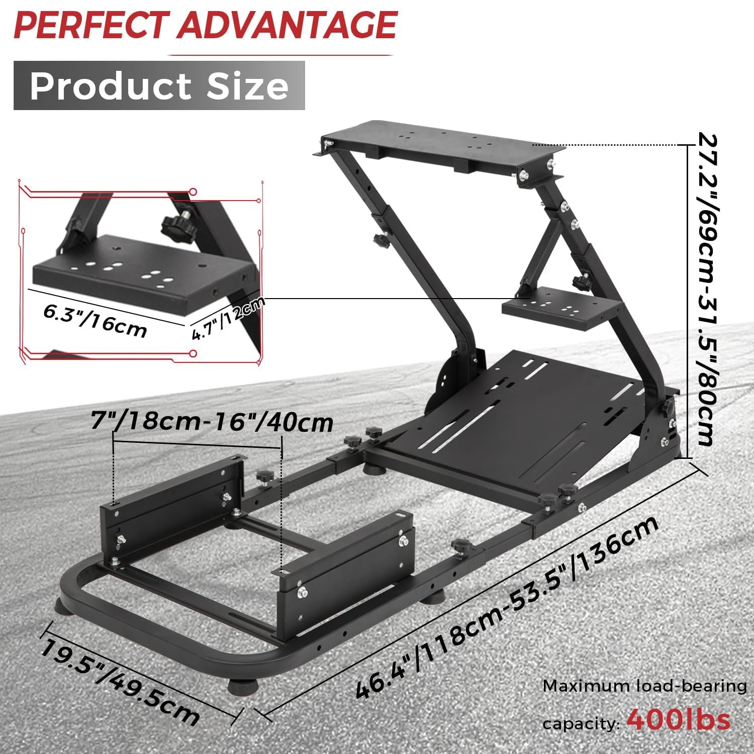 Hottoby Foldable Racing Simulator Cockpit Stand Fit for Logitech/Thrustmaster G25,G27,G29,G920,G923&T300RS,T150,T80 Multi-Angle Adjustment Sim Cockpit No Steering Wheel HandBrake Pedals Seat