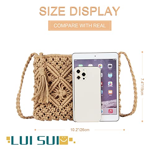 LUI SUI Women’s Handwoven Crossbody Purse Summer Beach Clutch Purses Woven Handmade Shoulder Handbag