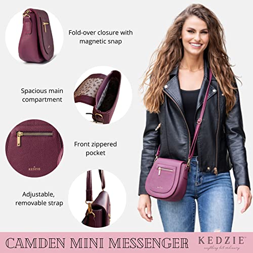 KEDZIE Camden Classic Mini Messenger in Vegan Leather Crossbody Bag Cell Phone Purse for Women - Black