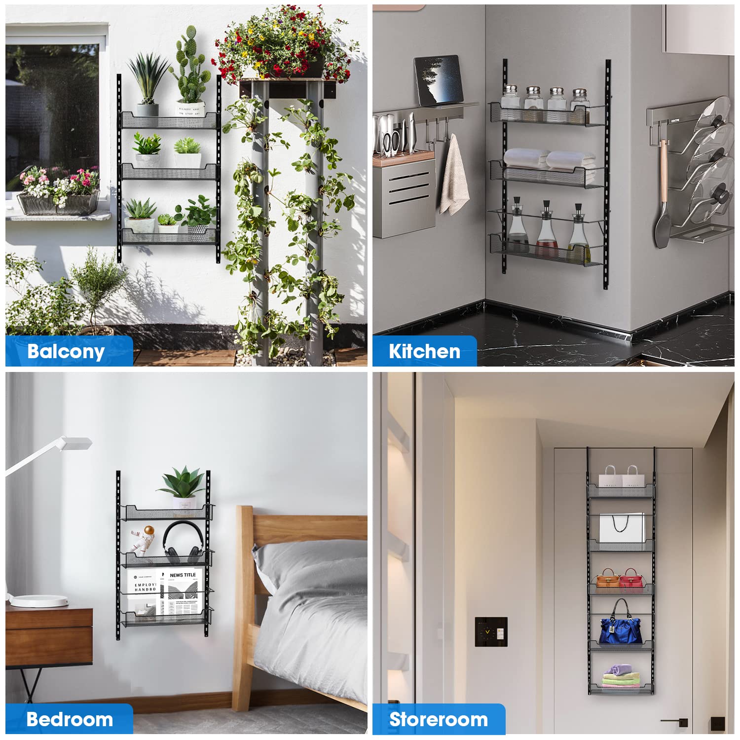 VyGrow Over the Door Pantry Organizer, 8-Tier Over the Door Organizer with Adjustable Hooks and Basket, Pantry Door Organization for Pantry Kitchen Storage Room Spice Rack