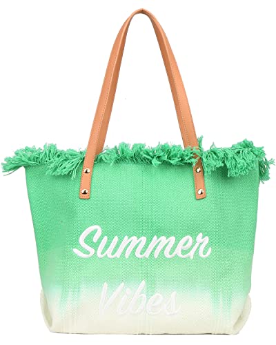 Woven Large Tote Bag for Women tassel Beach Bag with Zipper Summer Shoulder Bag for Traval/Vacation/Shopping